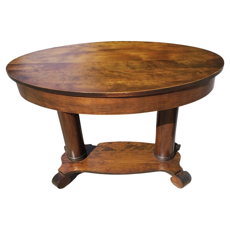 American Empire Style Oval Stained Oak Library Table For Sale at ...