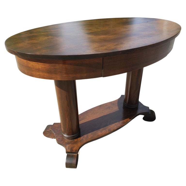 American Empire Style Oval Stained Oak Library Table For Sale at ...