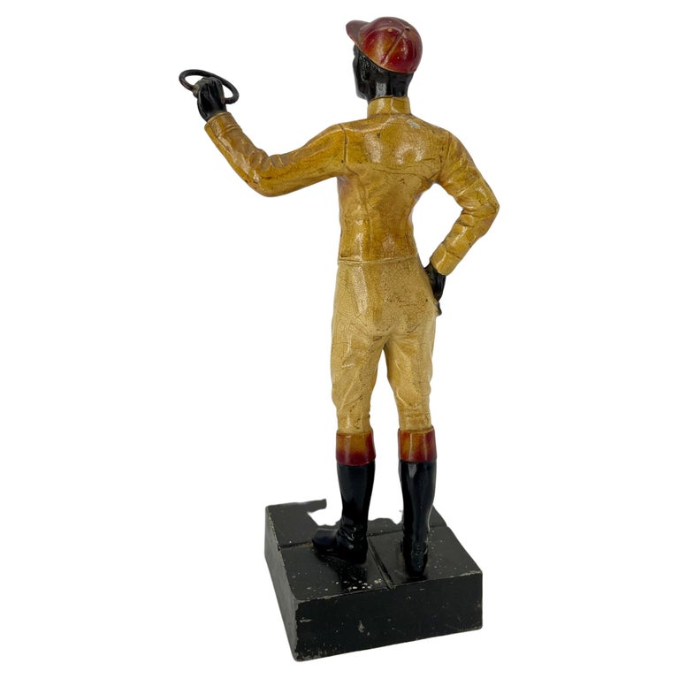 American Equestrian Hand Painted Jockey Art Statue circa 1930’s For ...