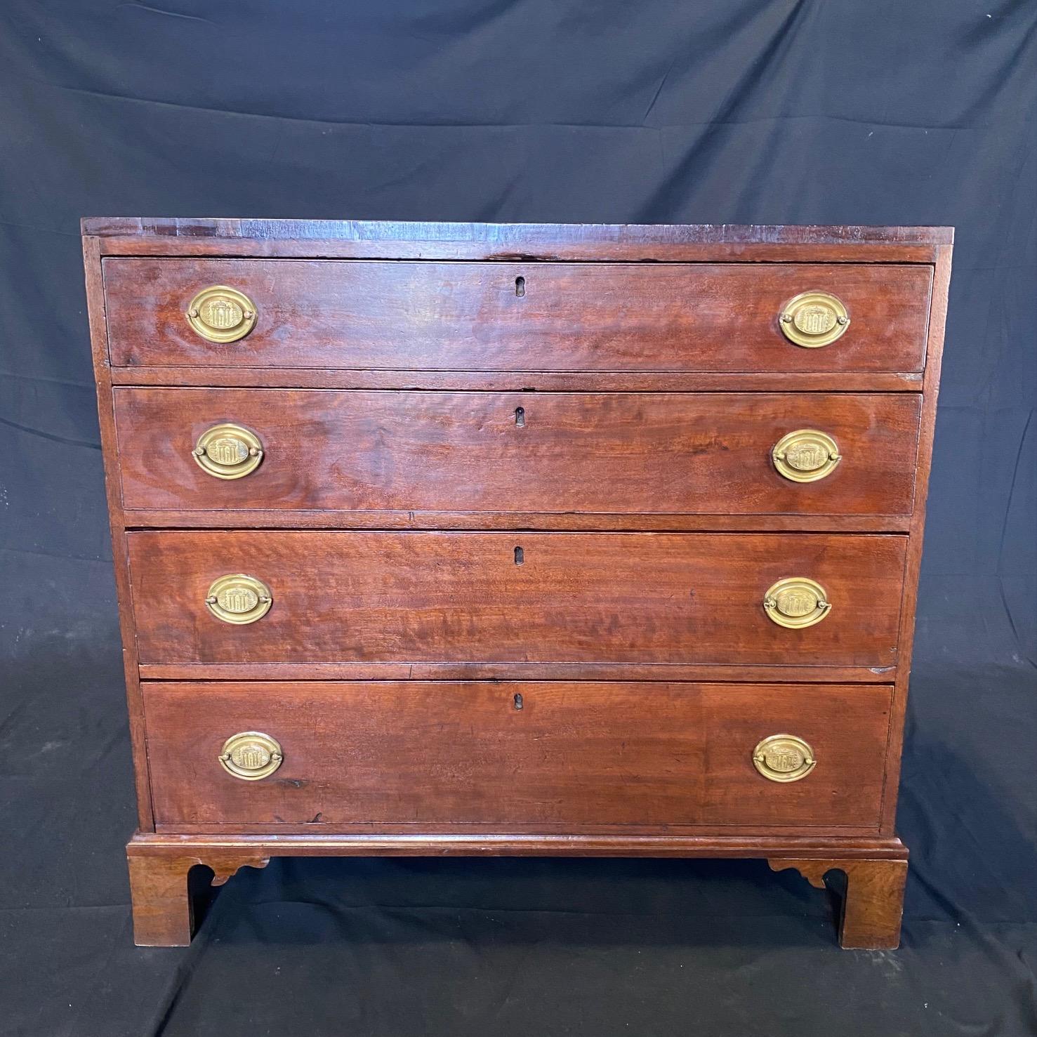 American Federal 18th Century Cherry Chest of Four Graduated Drawers ...