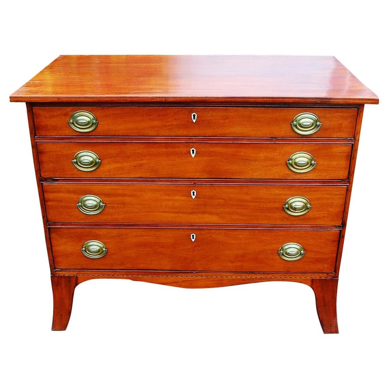 American Federal 18th Century Cherry Chest of Four Graduated Drawers ...