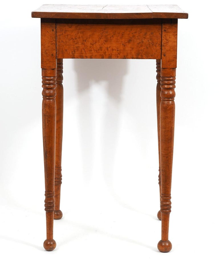 American Federal Birdseye Maple Work Table with Turned Legs and Ball ...