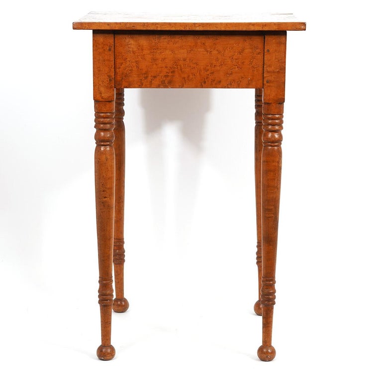 American Federal Birdseye Maple Work Table with Turned Legs and Ball ...