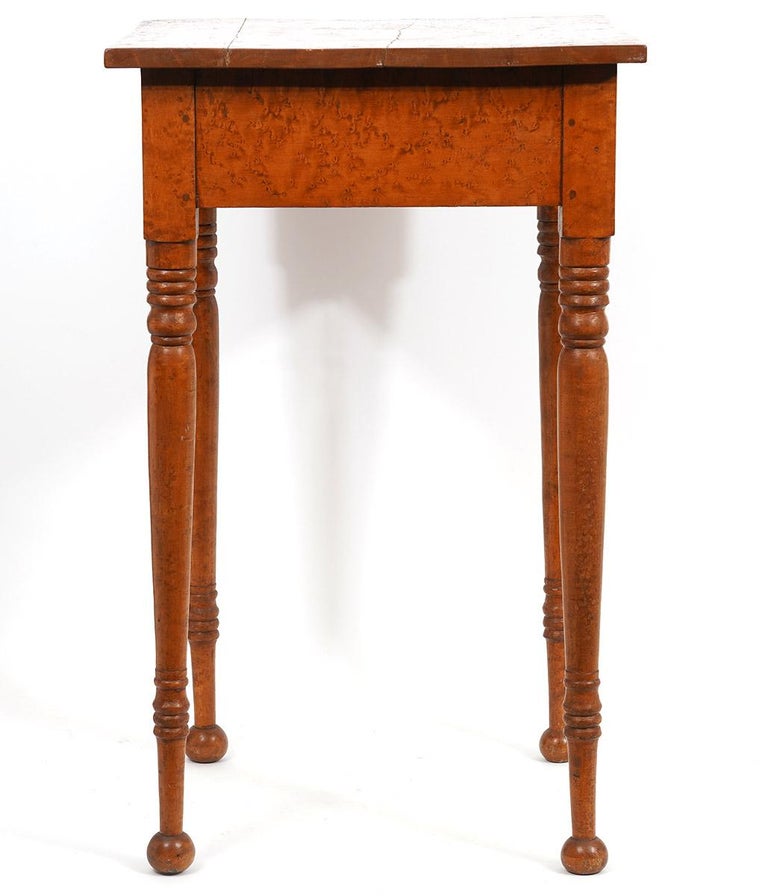 American Federal Birdseye Maple Work Table with Turned Legs and Ball ...