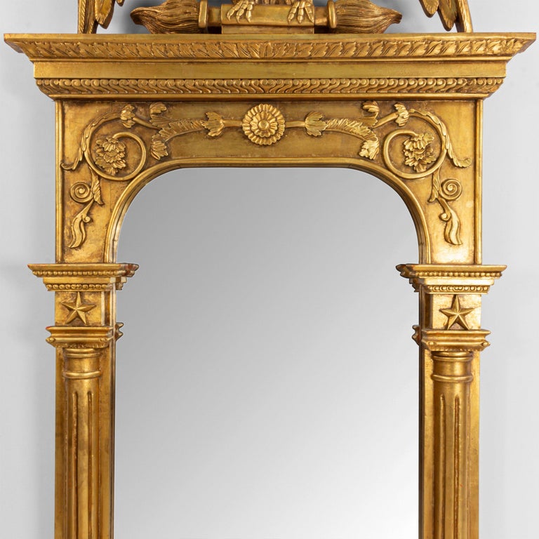 American Federal Carved Giltwood Eagle Pediment Wall Mirror For Sale at ...