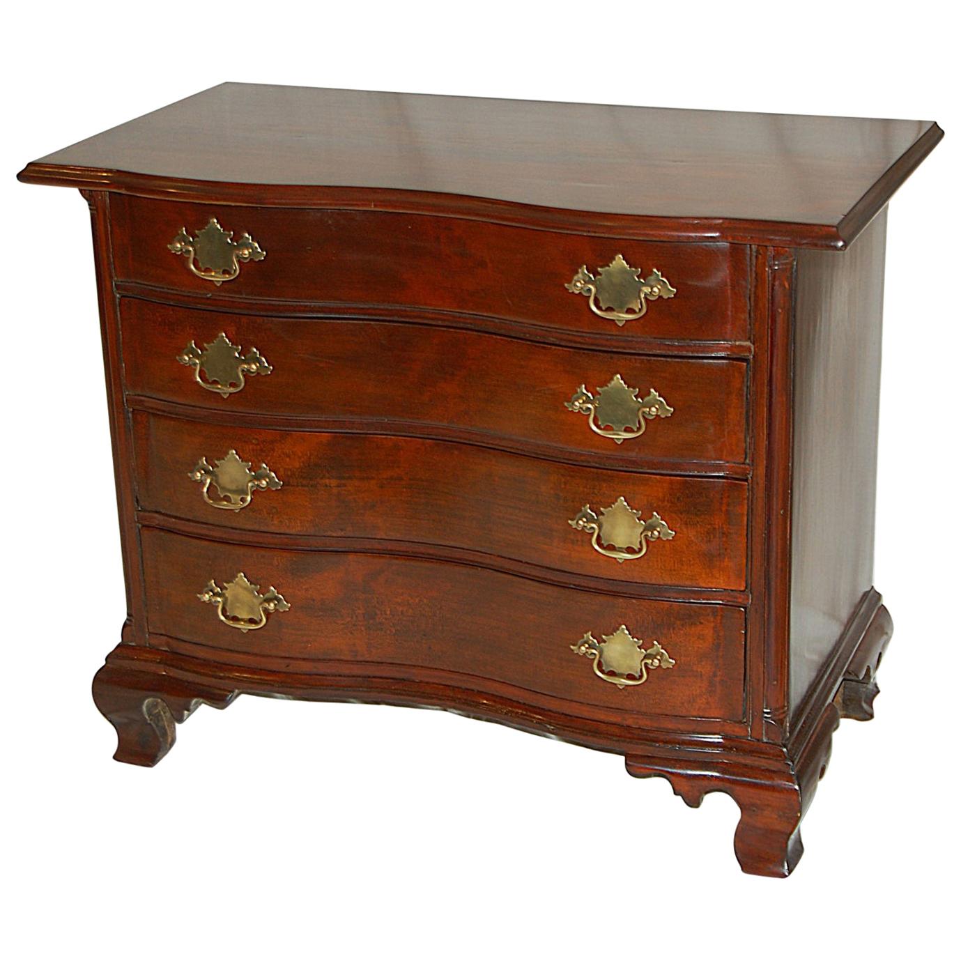 American Federal Chippendale Cherry Chest of Drawers Reverse Serpentine ...