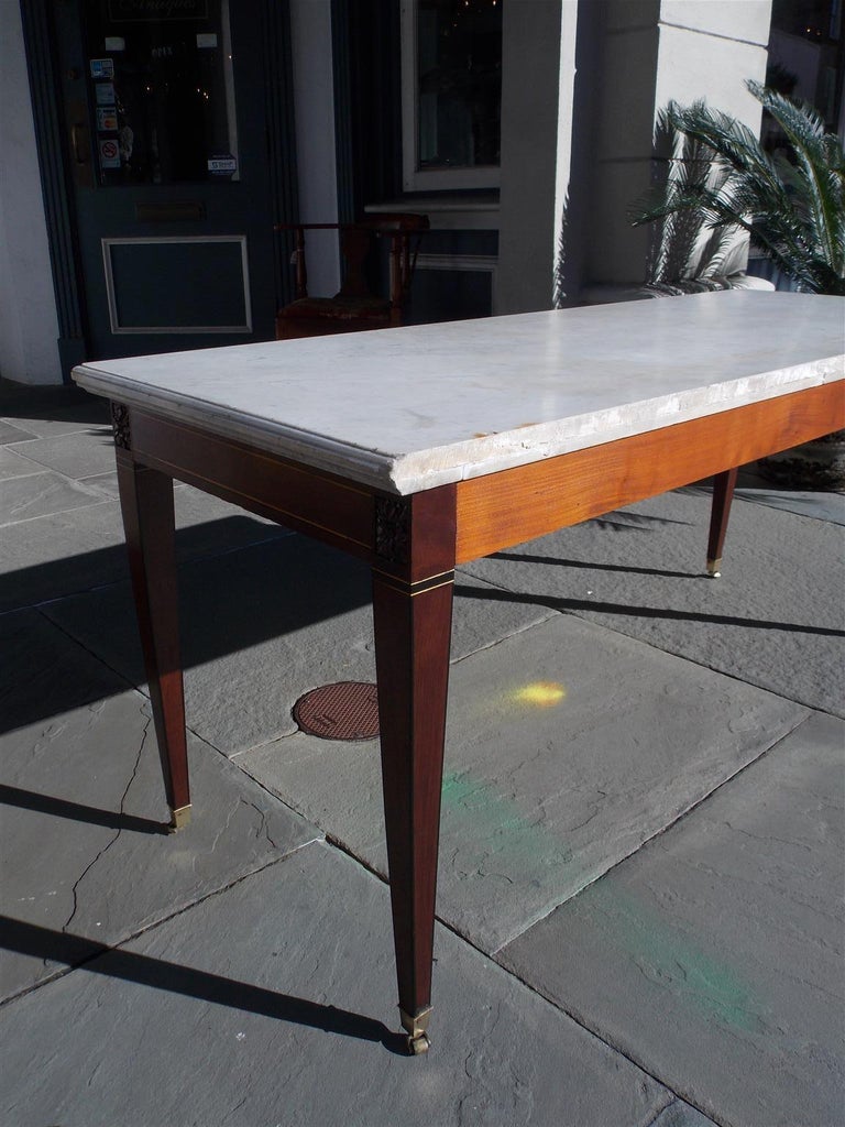 American Federal Mahogany Marble Top Satinwood and Ebony Inlaid Console ...