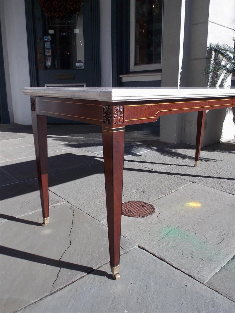 American Federal Mahogany Marble Top Satinwood and Ebony Inlaid Console ...