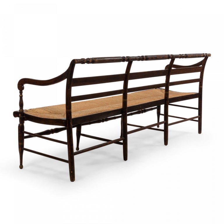 American Federal Painted Bench with Rush Seat at 1stDibs | rush bench