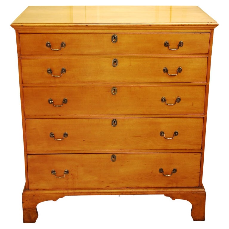 American Federal Period Chippendale Maple Chest of Five Graduated ...