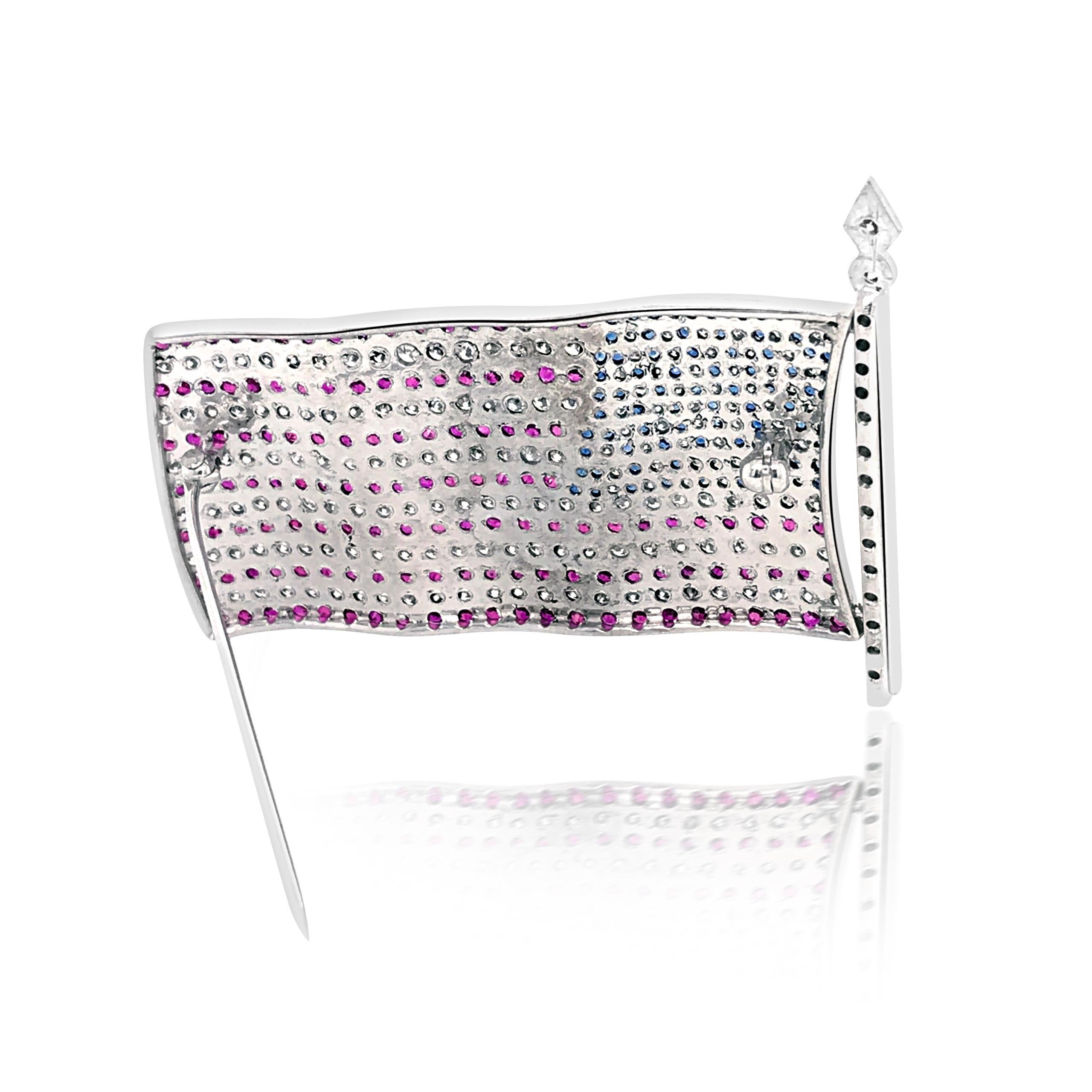 American Flag Brooch with Diamond Ruby and Sapphire at 1stDibs