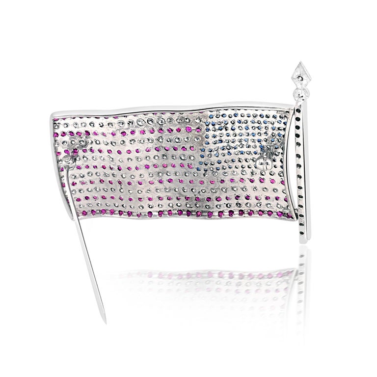 American Flag Brooch with Diamond Ruby and Sapphire at 1stDibs