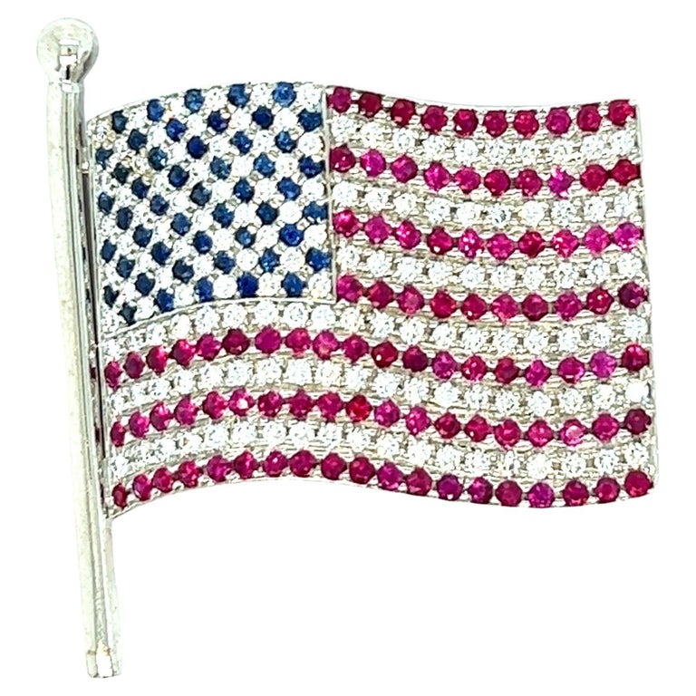 American Flag Pin Brooch For Sale at 1stDibs