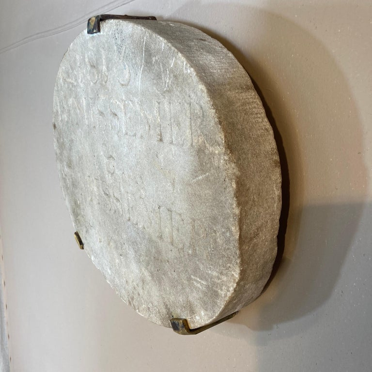 American Folk Art Carved Marble Oval Building Marker, Dated 1813 For ...