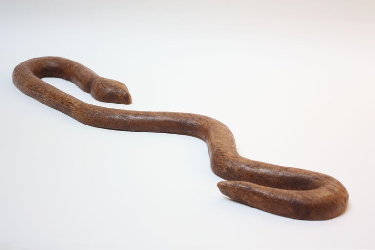 American Folk Art Hand-Carved Wooden Snake at 1stDibs