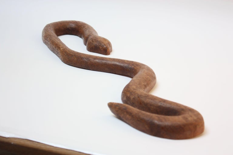 American Folk Art Hand-Carved Wooden Snake at 1stDibs