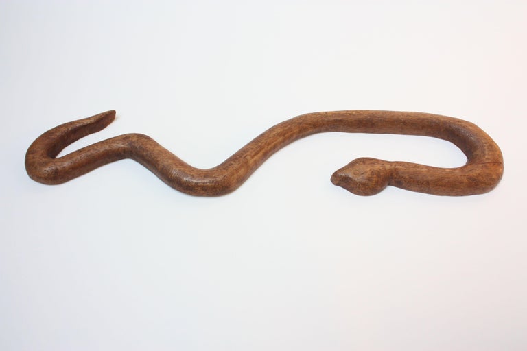 American Folk Art Hand-Carved Wooden Snake at 1stDibs