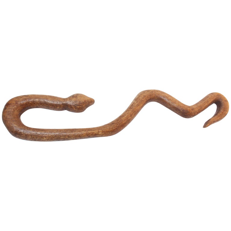 American Folk Art Hand-Carved Wooden Snake at 1stDibs