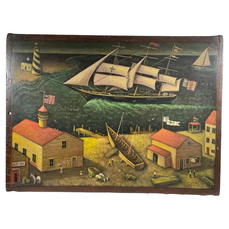 American Folk Art Painting by Pennsylvania Artist, Arthur Glazier (1928 ...