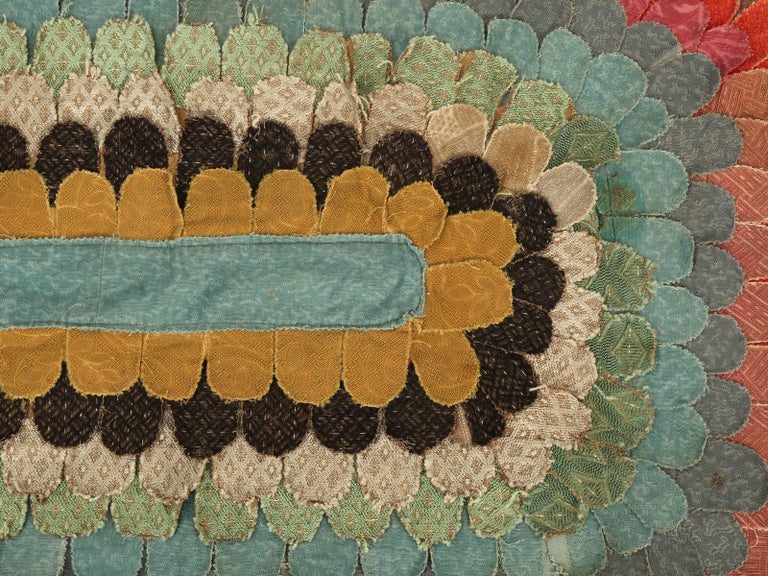 American Folk Art Rug from Fabric Scraps at 1stDibs