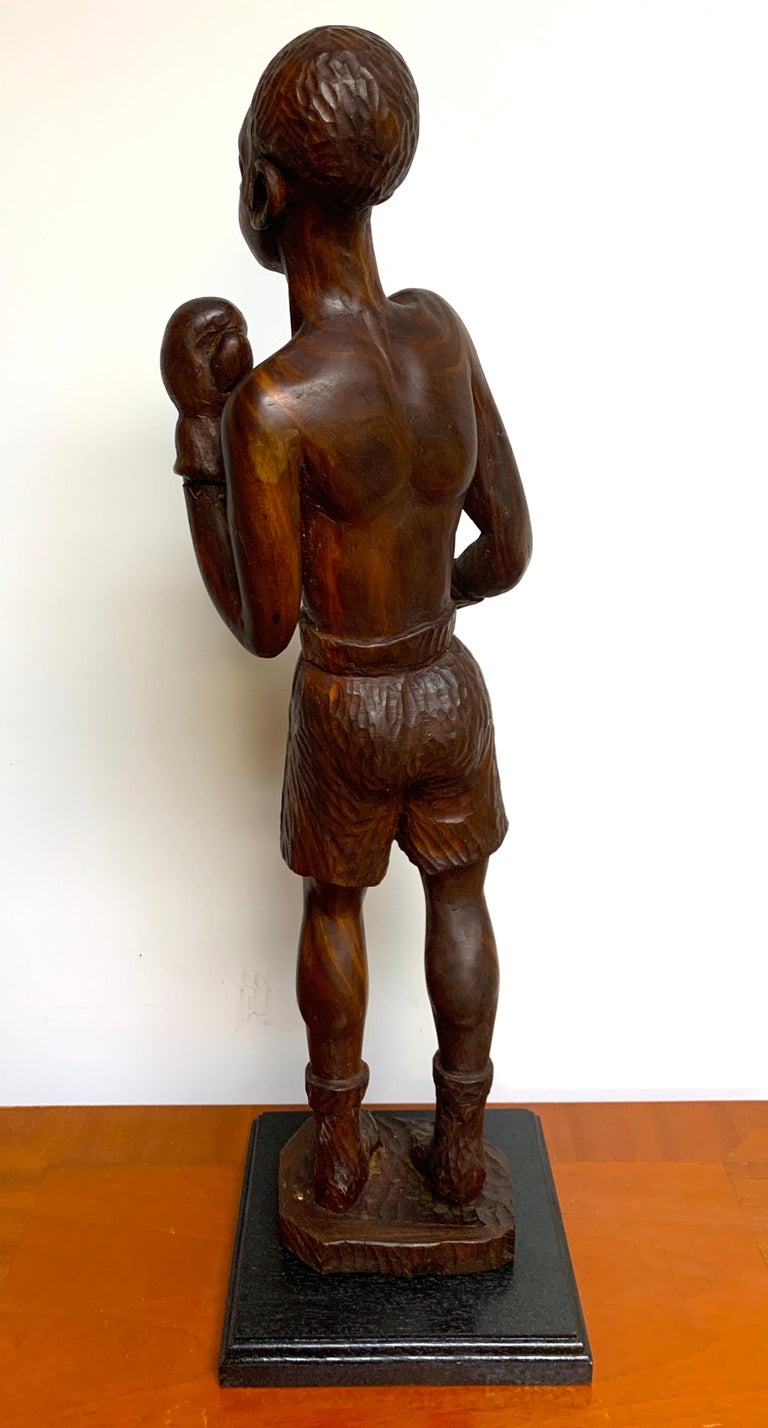 American Folk Art Wood Carving of Boxer Joe Lewis at 1stDibs