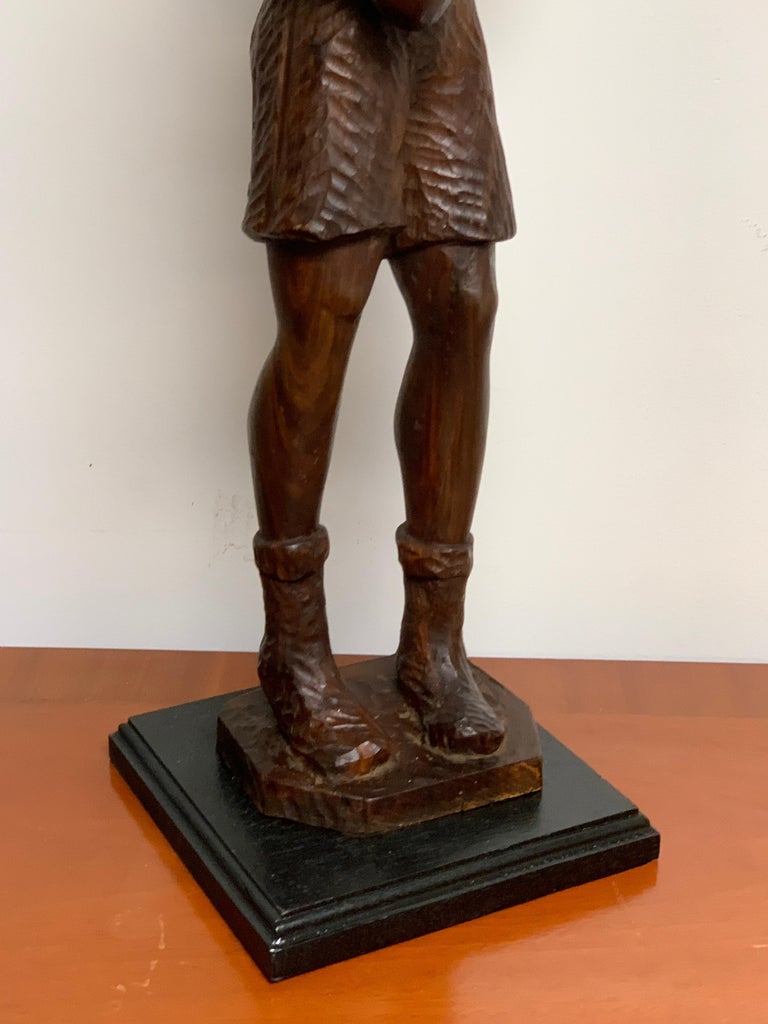 American Folk Art Wood Carving of Boxer Joe Lewis at 1stDibs