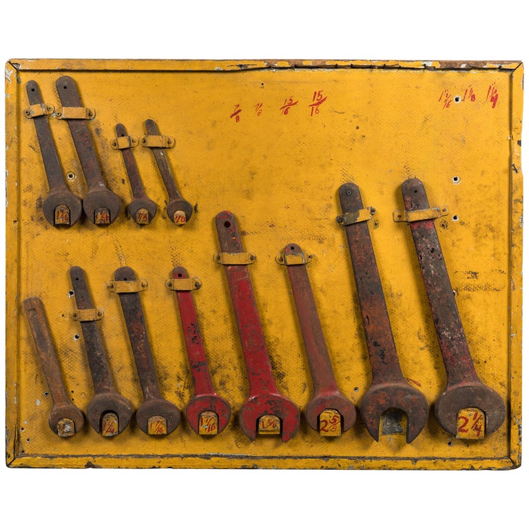 American Folk Art Workshop Wrench Wood Trade Sign For Sale at 1stDibs
