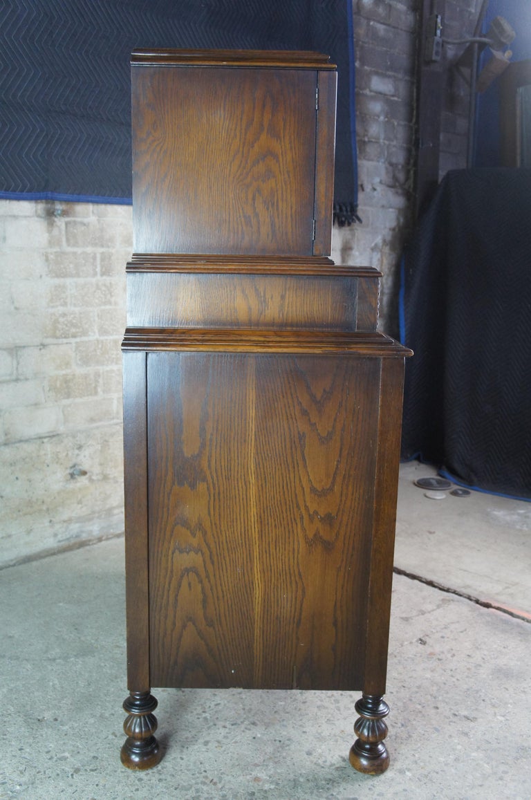 American Furniture Company Gothic Revival Oak Tallboy Dresser Chest of ...