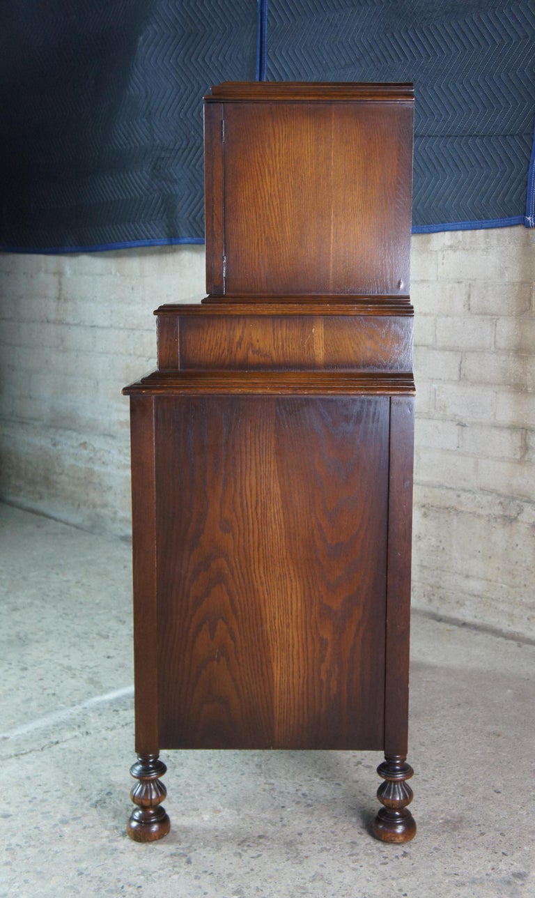 American Furniture Company Gothic Revival Oak Tallboy Dresser Chest of ...