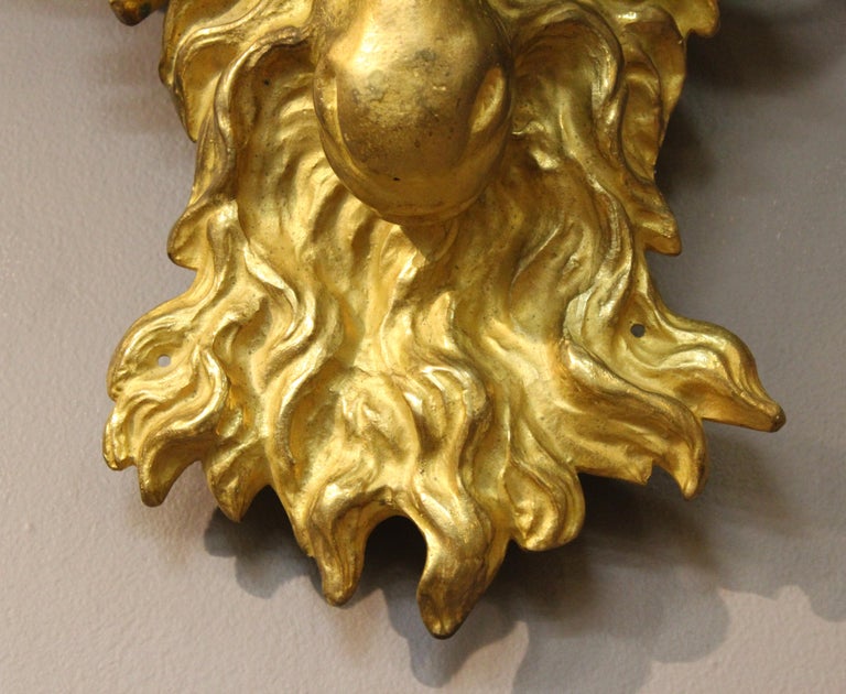 American Gilded Age Rams Head Sconces in Gilt Bronze at 1stDibs
