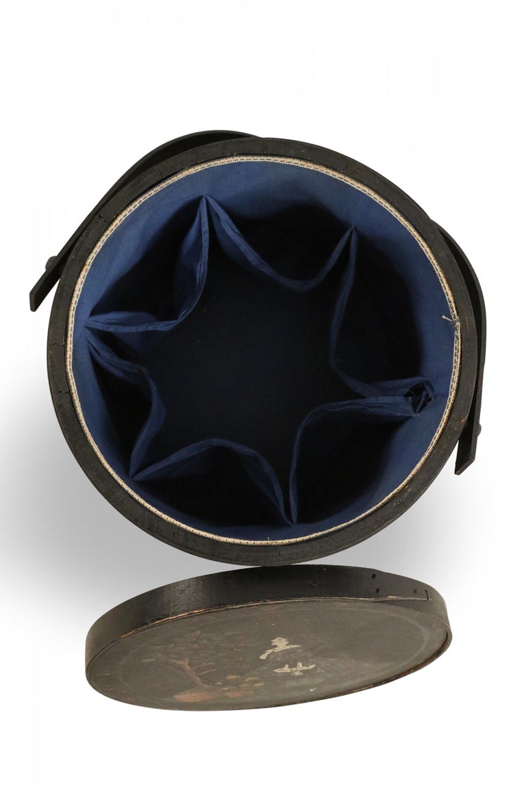 American Hand Painted Sugar Bucket Sewing Box with Genre Scene For Sale ...