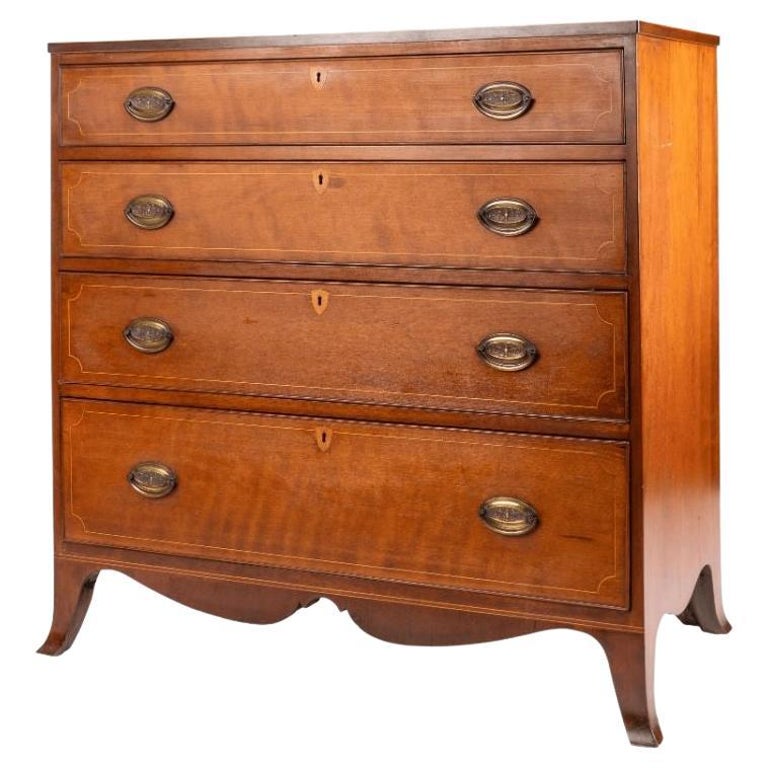 American Hepplewhite Cherry Chest on French Bracket Feet For Sale at ...