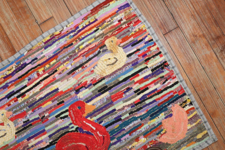 American Hooked Duck Rug For Sale at 1stDibs