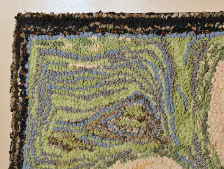 American Hooked Rug with a Pair of Swans at 1stDibs
