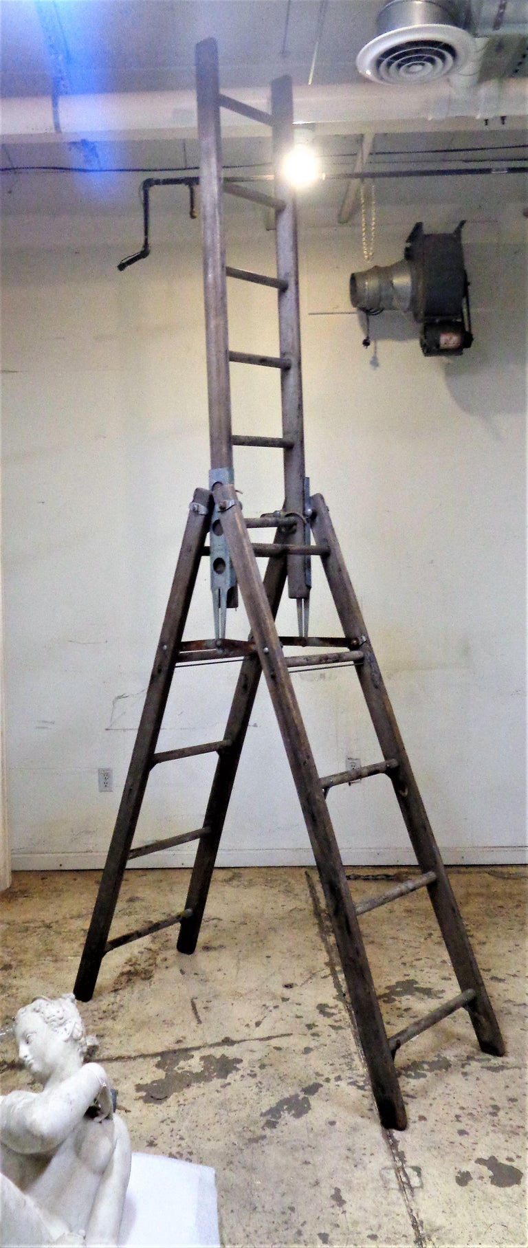 American Industrial A-Frame Extension Ladder For Sale at 1stDibs | a ...