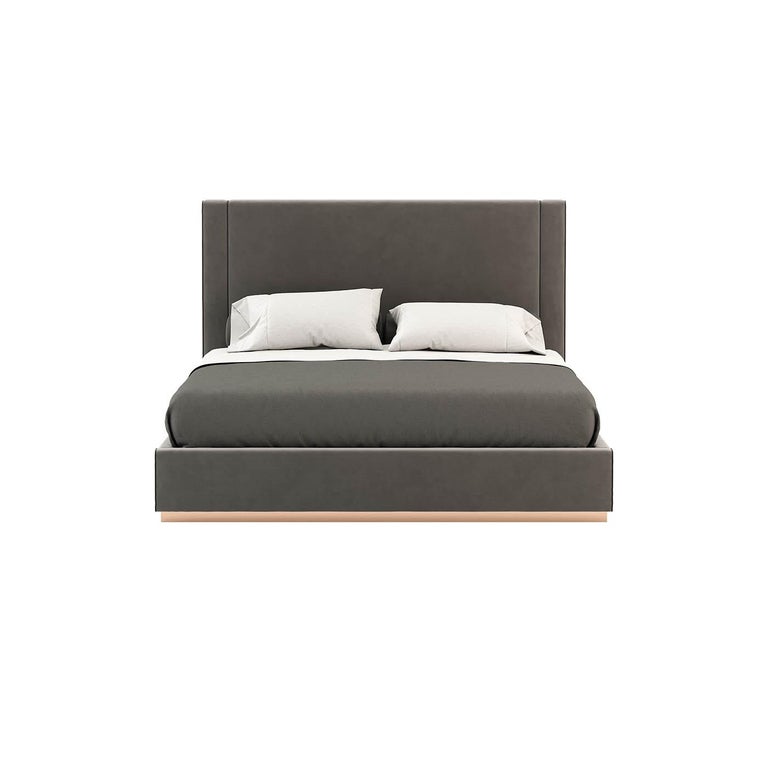 American King Bed in Custom Velvet Colors with Metal Details For Sale ...