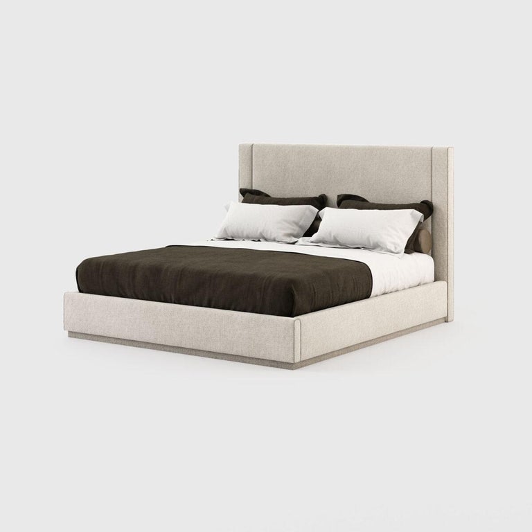 American King Bed in Custom Velvet Colors with Metal Details For Sale ...
