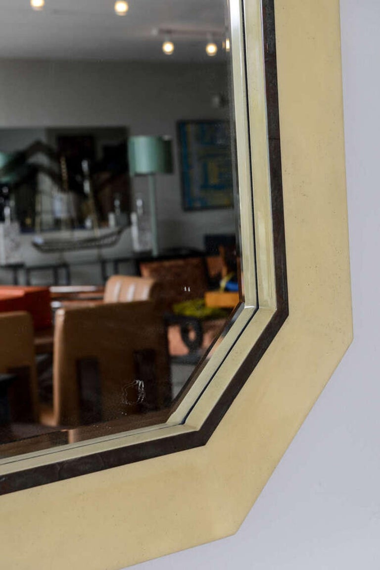 American Lacquered Parchment Octagonal Wall Mirror, Style of Karl ...