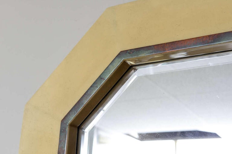 American Lacquered Parchment Octagonal Wall Mirror, Style of Karl ...