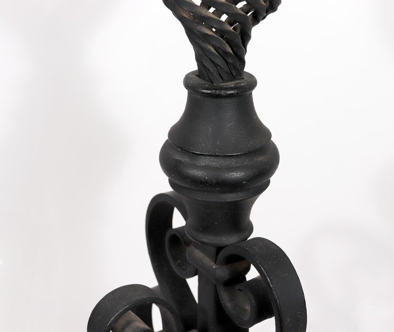 American Large Arts and Crafts Pair of Wrought-Iron Andirons For Sale ...
