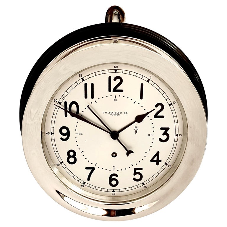 American Large Chrome Plated Timepiece Ship's Clock For Sale at 1stDibs