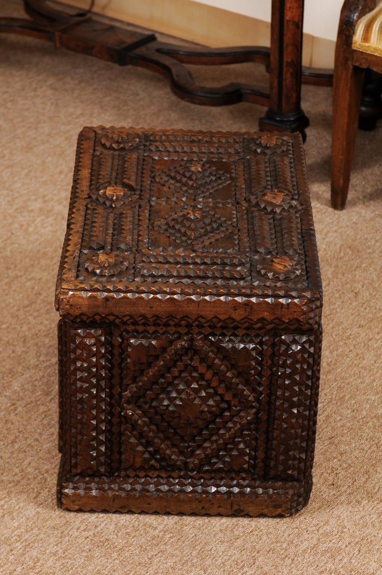 American Large Tramp Art Box, Late 19th Century at 1stDibs