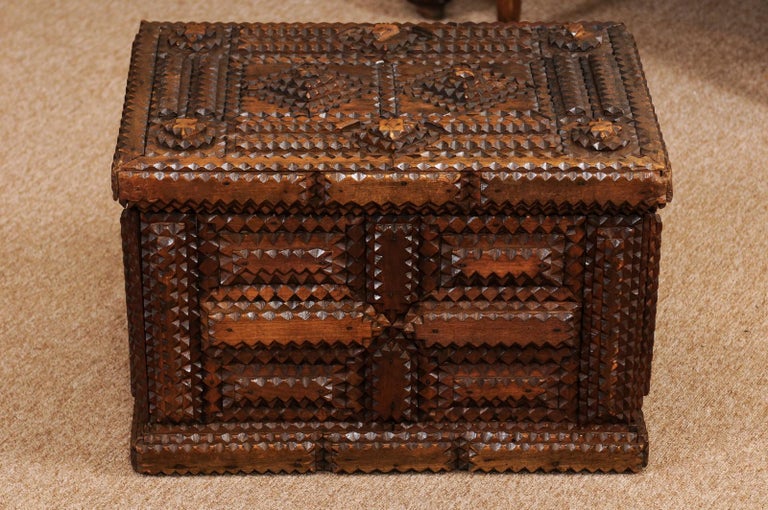 American Large Tramp Art Box, Late 19th Century at 1stDibs