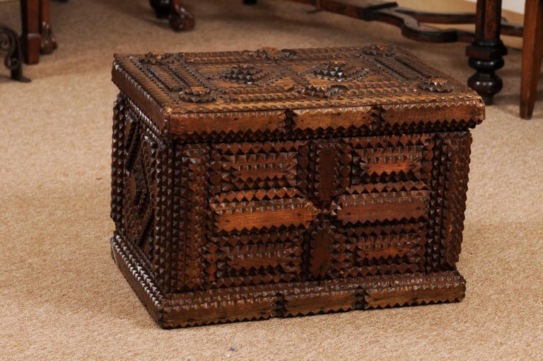American Large Tramp Art Box, Late 19th Century at 1stDibs