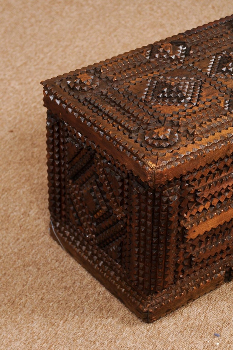 American Large Tramp Art Box, Late 19th Century at 1stDibs