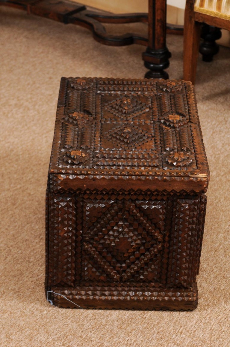 American Large Tramp Art Box, Late 19th Century at 1stDibs