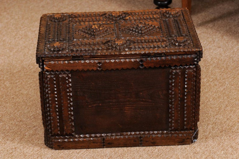 American Large Tramp Art Box, Late 19th Century at 1stDibs
