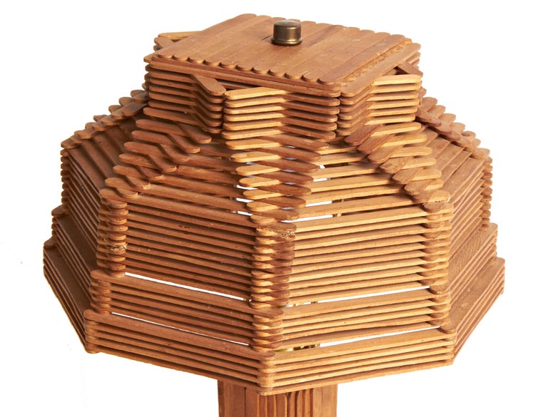 American Late Art Deco Outsider Art Architectural Popsicle Stick Table ...