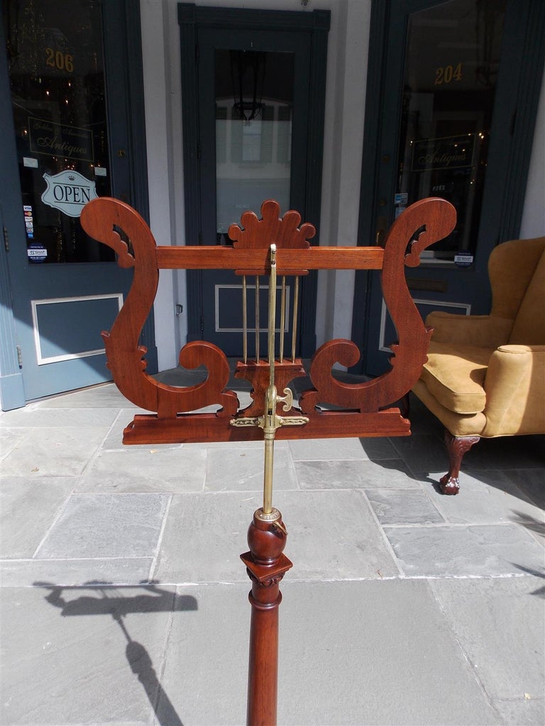 American Mahogany and Brass Telescopic Lyre Foliage Music Stand, NY ...