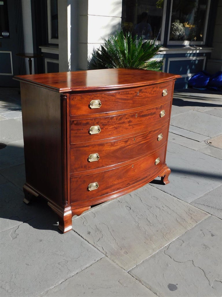 American Mahogany Bow Front Chest of Drawers with Fluted Quarter ...